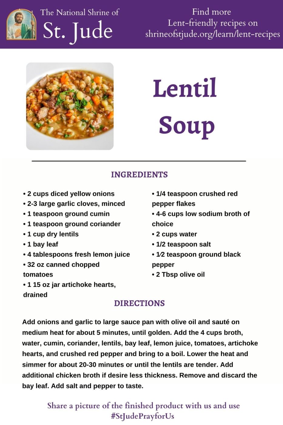 Lent Recipes | The National Shrine of Saint Jude