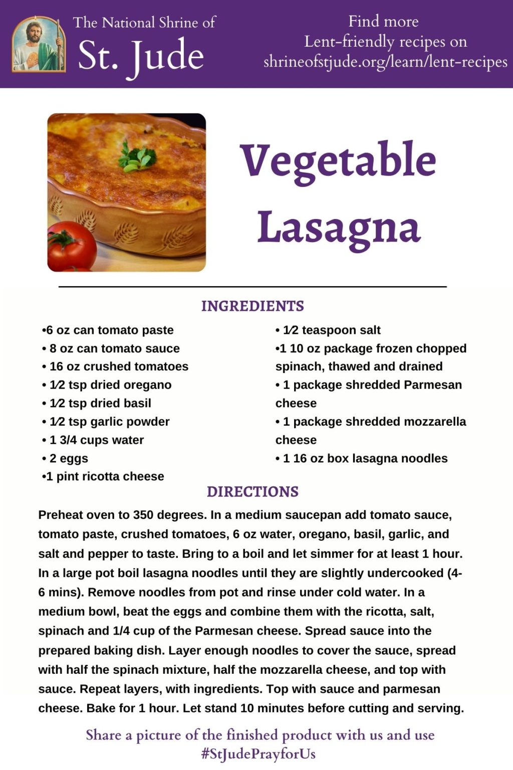 Lent Recipes | The National Shrine of Saint Jude